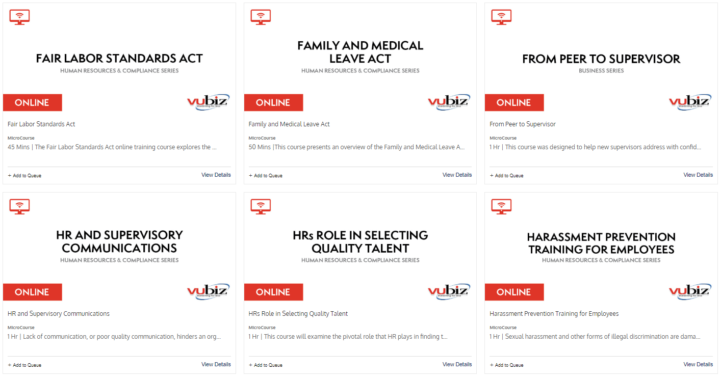 Vubiz Course Collection Available in ITI Learning Hub